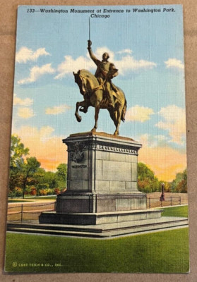 .01 LINEN POSTCARD UNUSED - WASHINGTON MONUMENT, WASHINGTON PARK ...