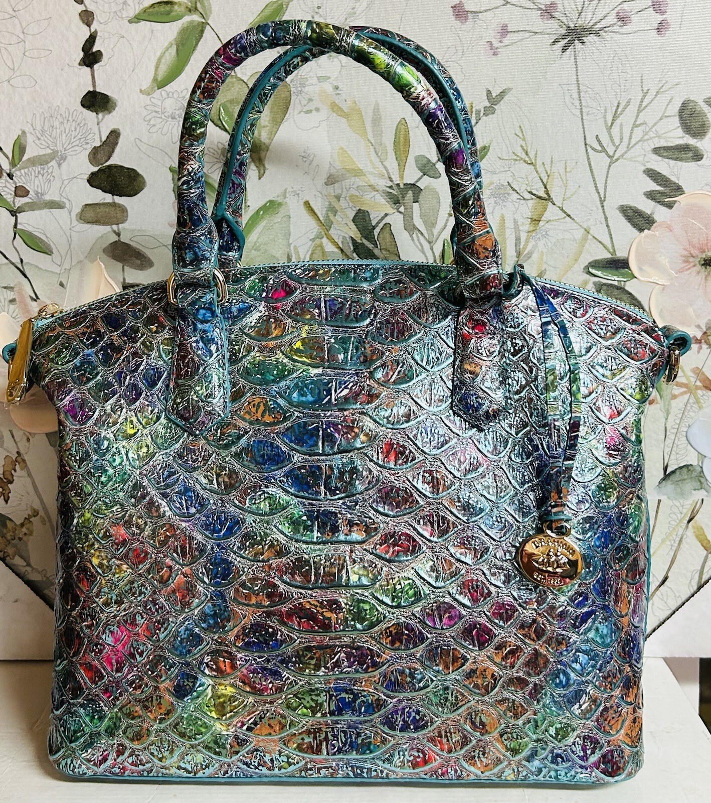 NWT Brahmin Medium Frisky Montego Duxbury Satchel & Credit Card Wallet ...