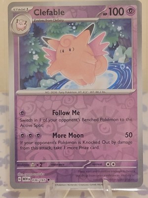 2023 Near Mint Pokemon Clefable 036/165 Reverse Scarlet Violet 151 ...