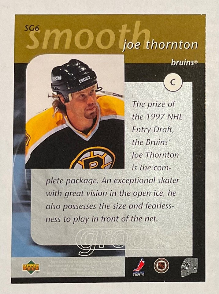1997-98 JOE THORNTON UPPER DECK SMOOTH GROOVES INSERT CARD #SG6 BOSTON ...