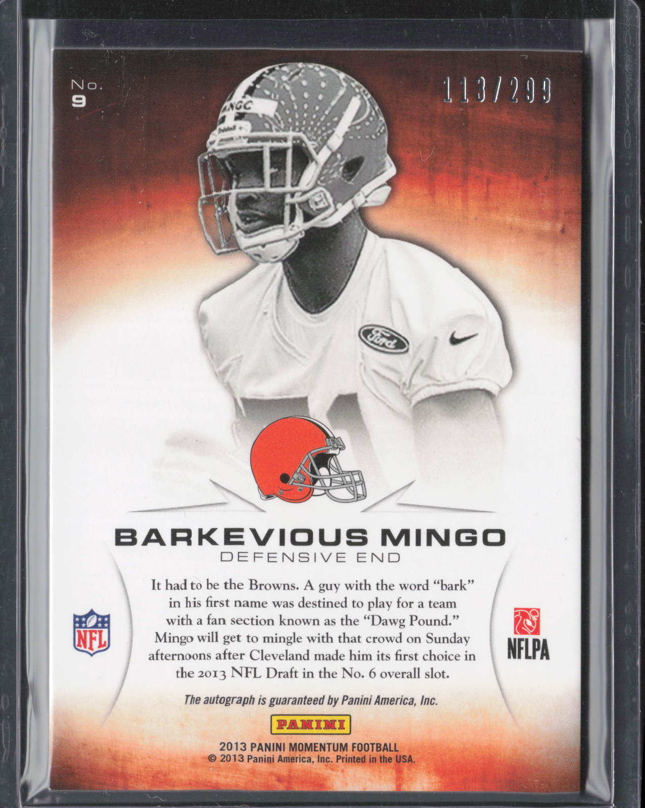 2013 Panini Momentum - Rookie Initiation Barkevious Mingo #9 Signatures ...