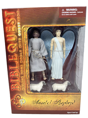 Bible Quest Nativity Scene Angel & Shepard Figures - 5" Figures - NIB ...