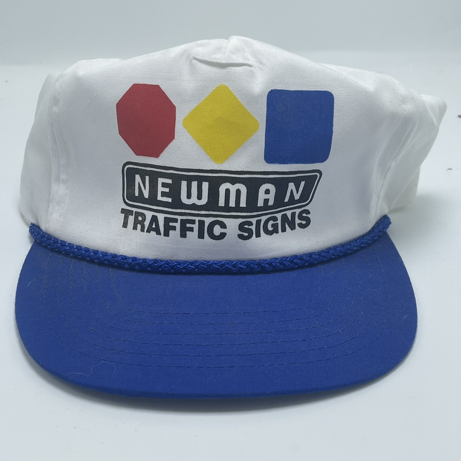 Vintage Newman Traffic Signs White & Blue Strapback H… - Gem