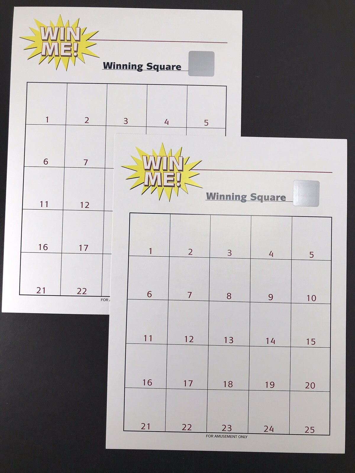 2 Count 25 Square SCRATCH OFF Raffle Board Fund Raiser Winning Gambling ...