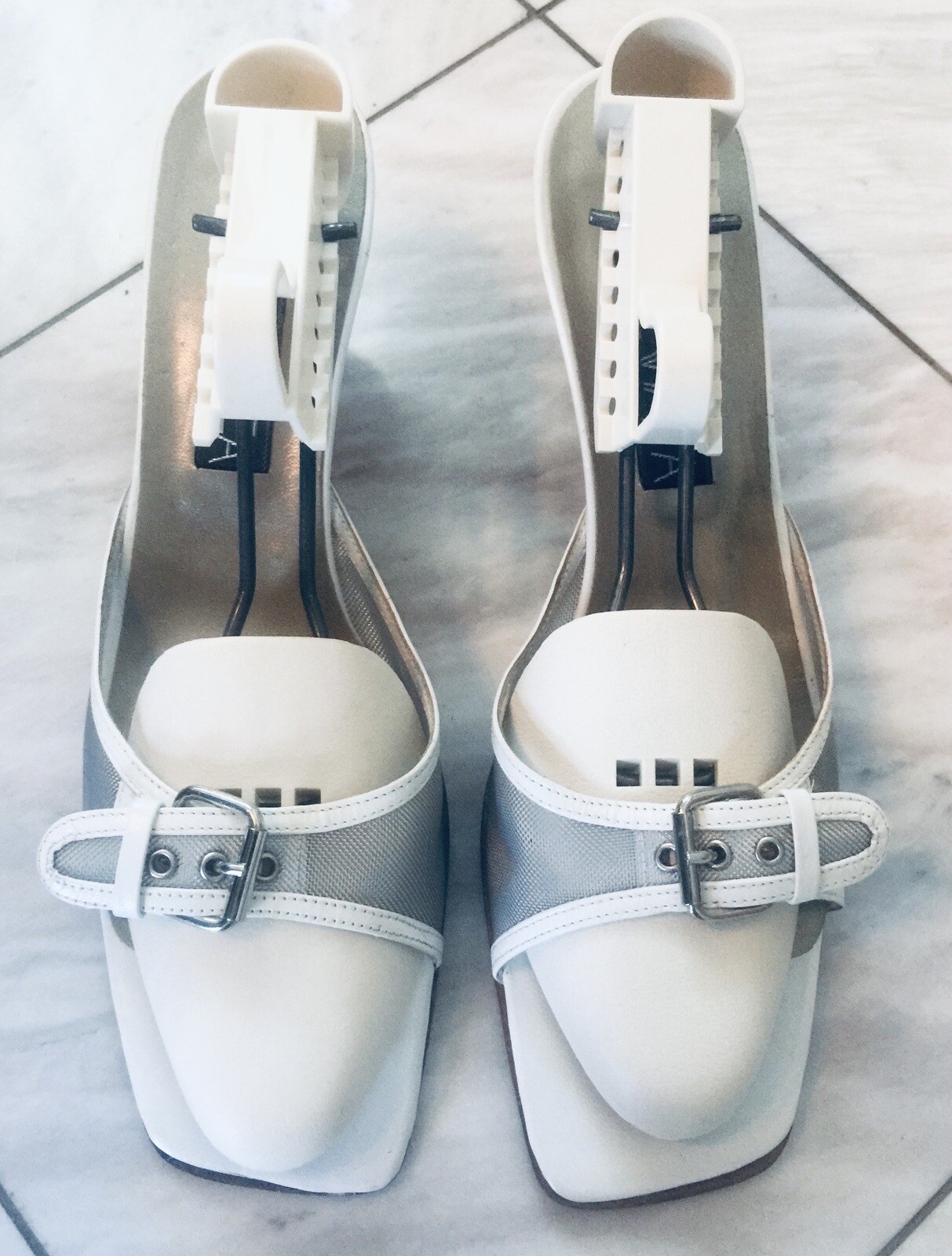 Prevata Leather And Mesh Heeled Sandal 9AA | eBay