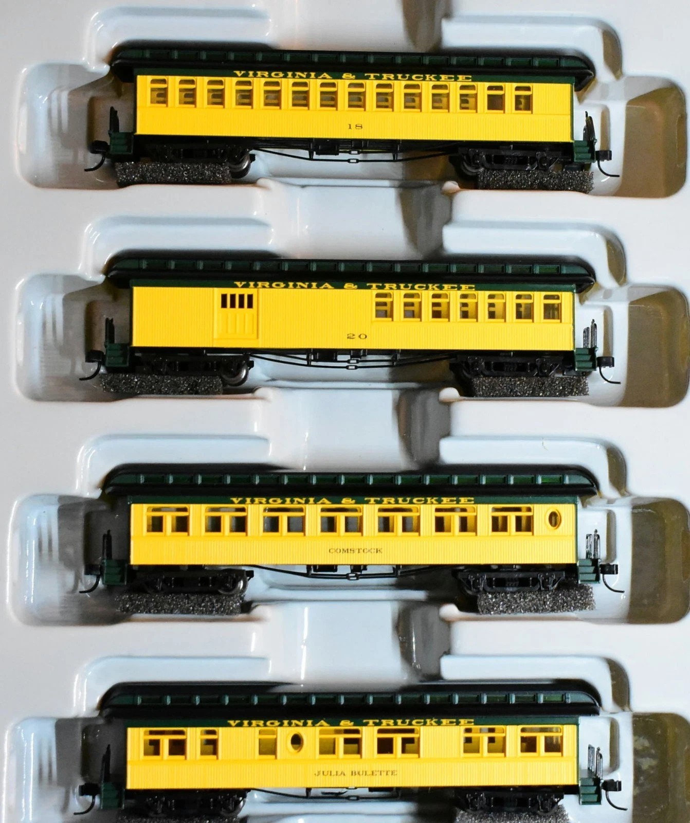 N Athearn 11856 50' Overland Virginia & Truckee 4car Pass Set(Knuc cplr ...