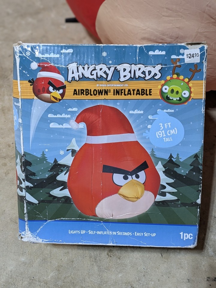 Gemmy 3' Angry Birds Red Bird in Santa Hat Airblown Christmas ...