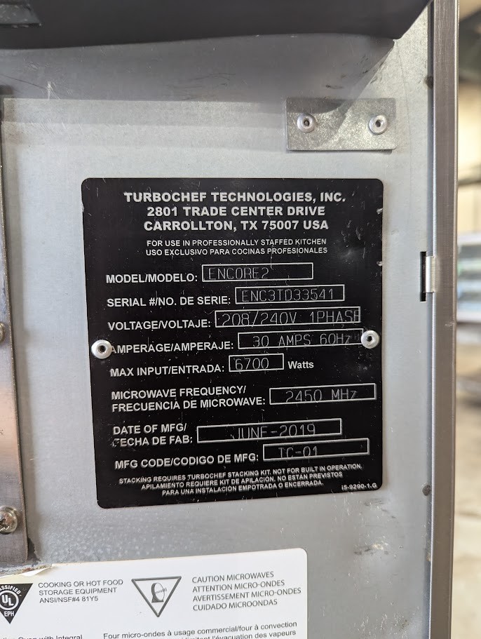 TurboChef Encore 2 Microwave Convection Oven | eBay