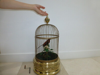 LARGE FRENCH SINGING BIRD CAGE AUTOMATON WITH 3 CAMS SINGING MOVEMENT ...
