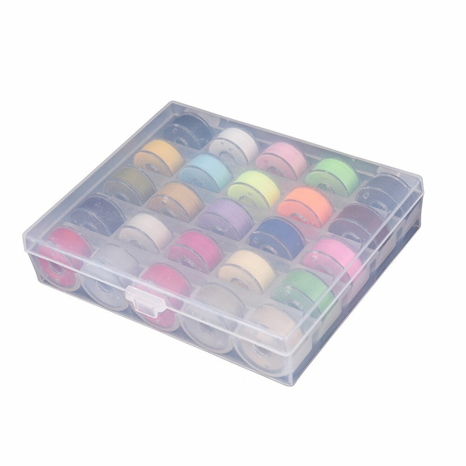 25 Pcs Bobbins Sewing Machine Spools Box Case with Sewing Thread ...