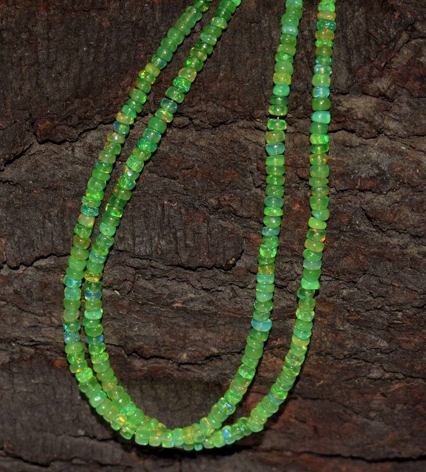 16"Natural Ethiopian Opal Wello Fire Opal Loose Gemstone Beads Strands ...