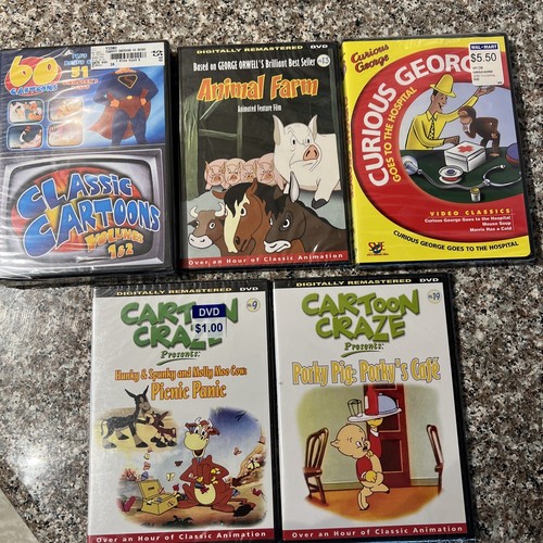 DVD Lot Of 5 Cartoon Cartoon Craze Classics Curious George Animal Farm ...