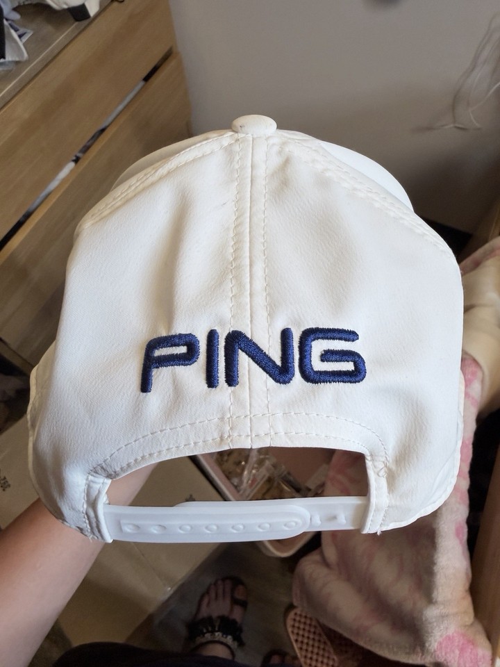 PING Golf Hat Cap FLEXFIT TECH 110 White w/Raised Logo Snapback ...