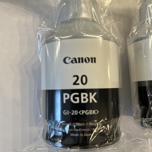 Genuine Canon GI-20 PGBK Black Ink Refill Bottle 170ml 2-Pack Sealed No ...