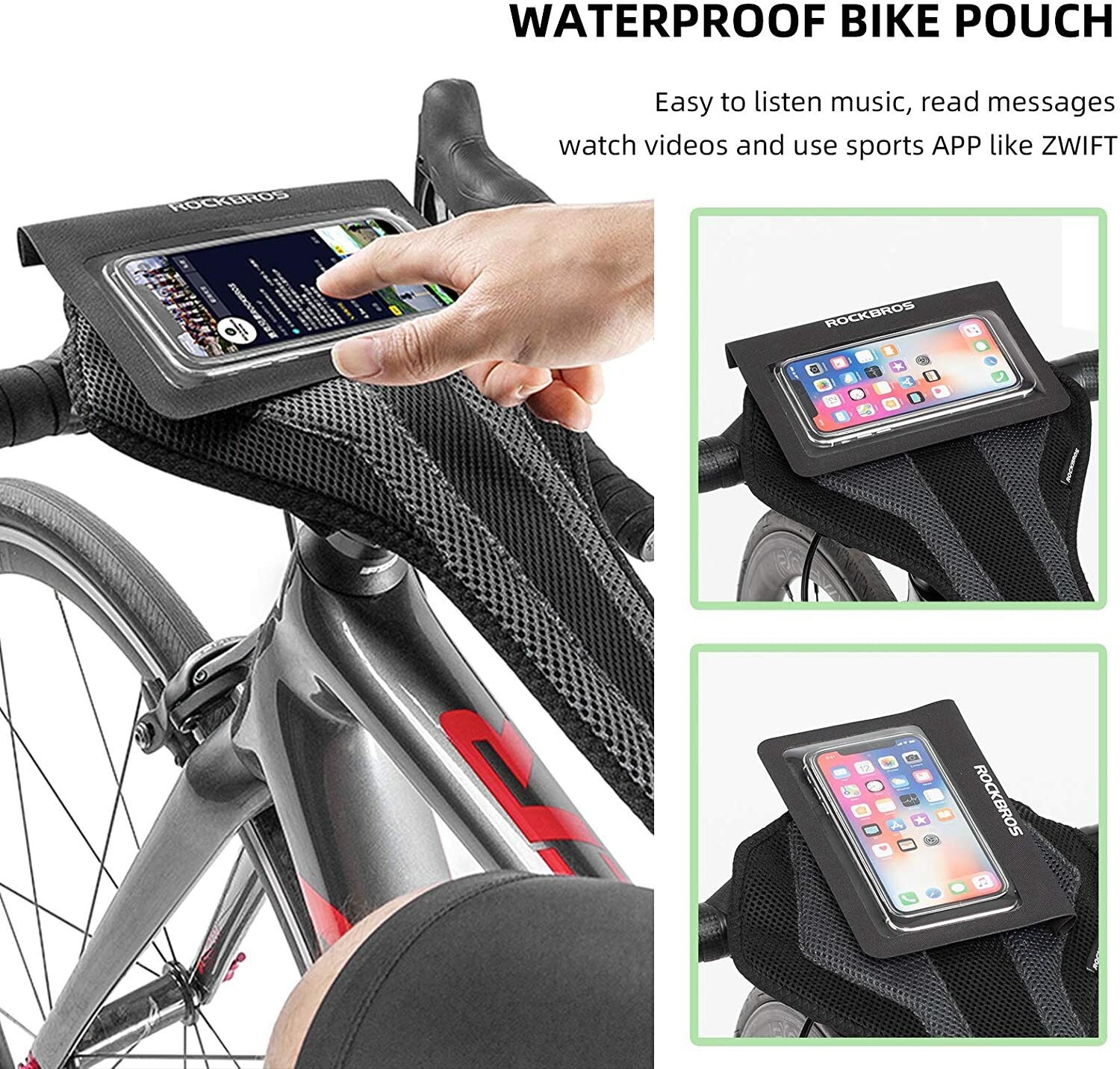 ROCKBROS Bike Sweat Guard Bicycle Trainer Sweat Net Catcher 6.2" Phone ...