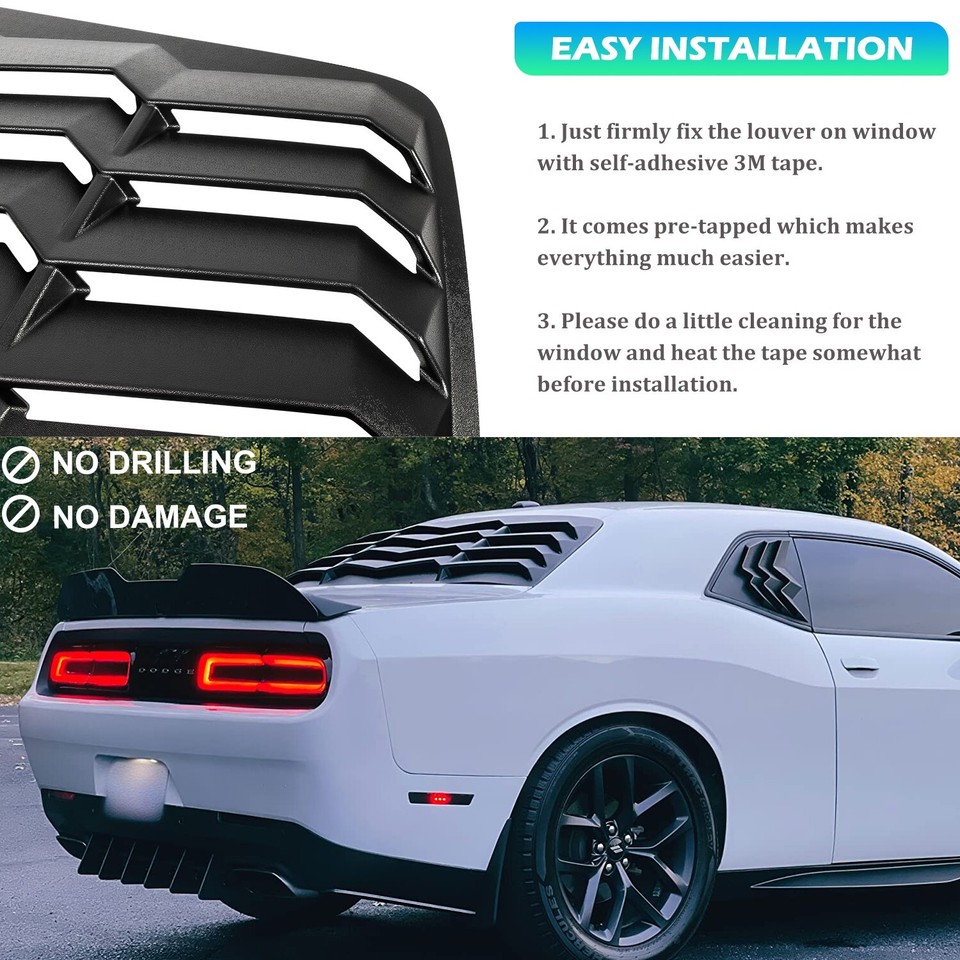Rear Window Louver for Dodge Challenger 2008-2023 Windshield Sun Shade ...