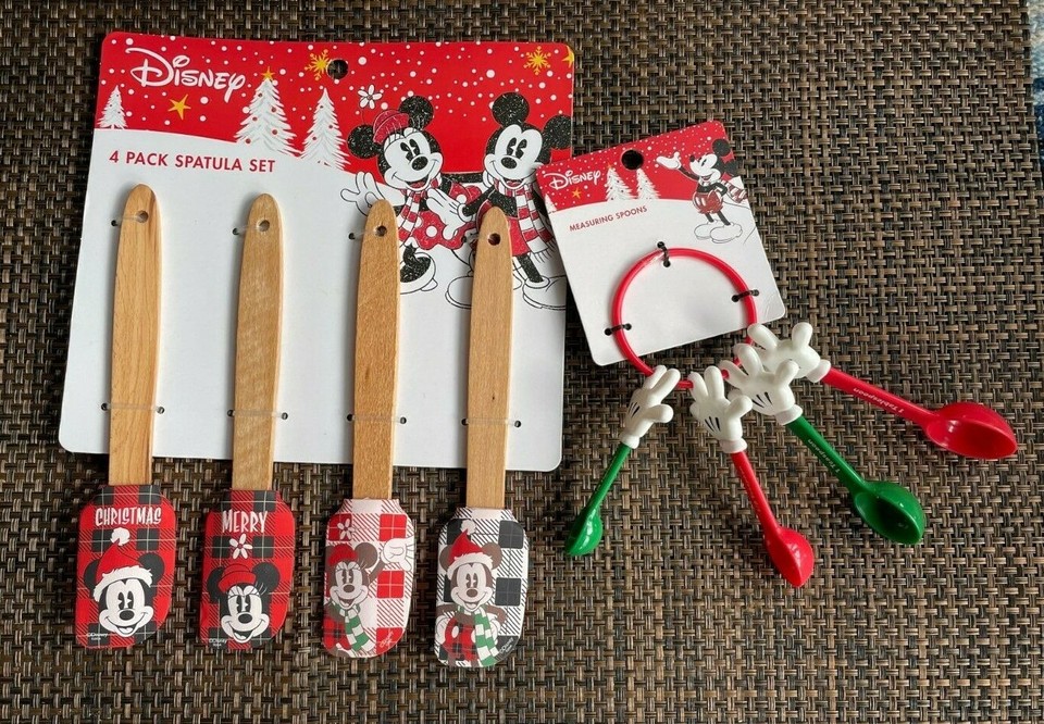 Disney Christmas Baking 8" Spatulas & Mickey Mouse Hands Measuring ...