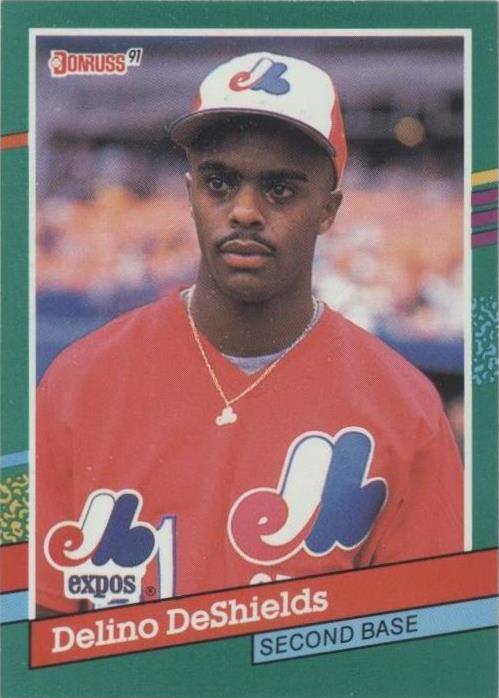 1991 Donruss - Delino DeShields #555 3 Purple Stripes on Right Border ...