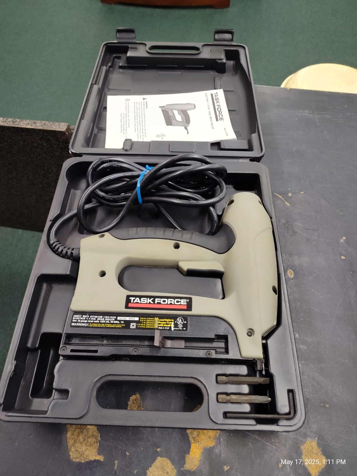 Task Force ETT3212N 120v Electric 11/4" 18GA Brad Nailer With Cordless ...