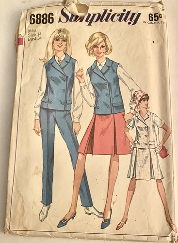 Vintage 1960s Simplicity Sewing Pattern 6886 Size 14 Bust 34 Jacket ...