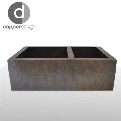 Copper Double Well Farmhouse Apron Kitchen Sink 36