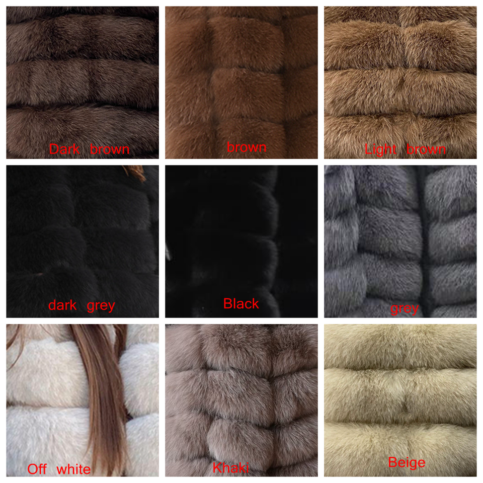100% Real Fox Fur Blocks Vest Sleeveless Women Long Coat Fur Jacket ...