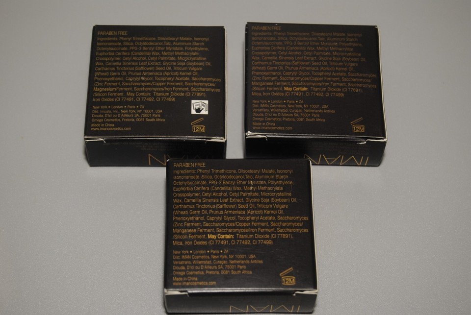 (3) Iman Cosmetics Second To None Cover Cream CLAY MEDIUM DEEP .17oz ...