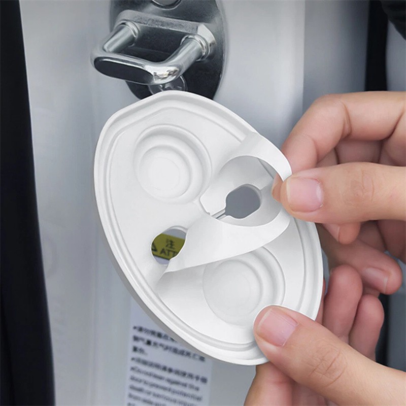 4PC Car Door Lock Protective Cover Silicone Shockproof Cushion Trim ...