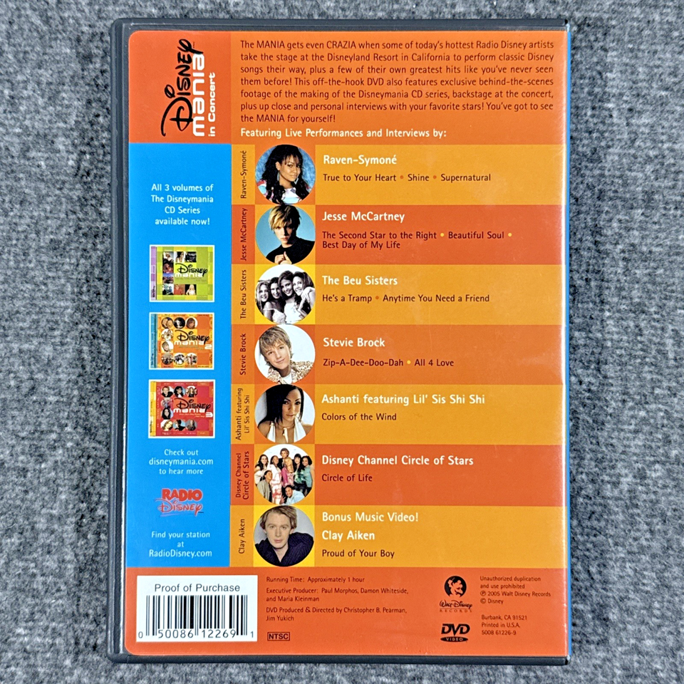 Disney Mania DisnryMania in Concert (DVD, 2005) Complete with Insert ...