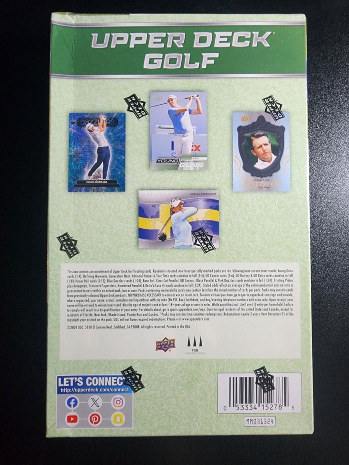 2024 Upper Deck Golf Hobby Box Sealed 24 Packs 8 Cards Per Pack | eBay