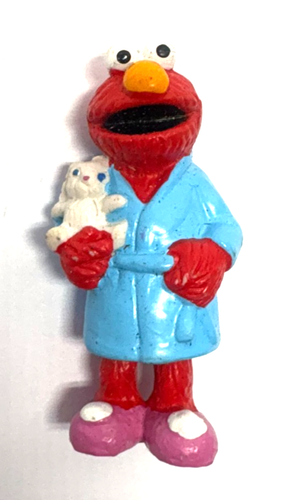 Sesame Street 2 1/4" Elmo In Robe with Slippers & Bunny PVC Cake Topper ...