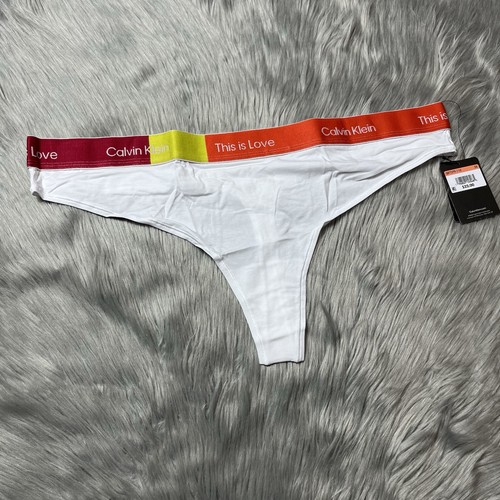 Calvin Klein Women’s This Is Love Pride White Color Block Thong Plus ...