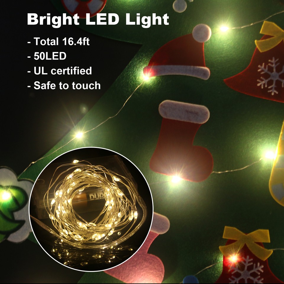 4.5 Ft Grinch Felt Christmas Tree With 50 LED Lights 38 Ornaments Kids ...