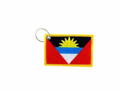Keychain keyring embroidered embroidery patch double sided flag antigua ...