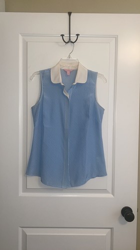 LILLY PULITZER Andria 100% Silk Top Sleeveless Blue/White Stripes ...