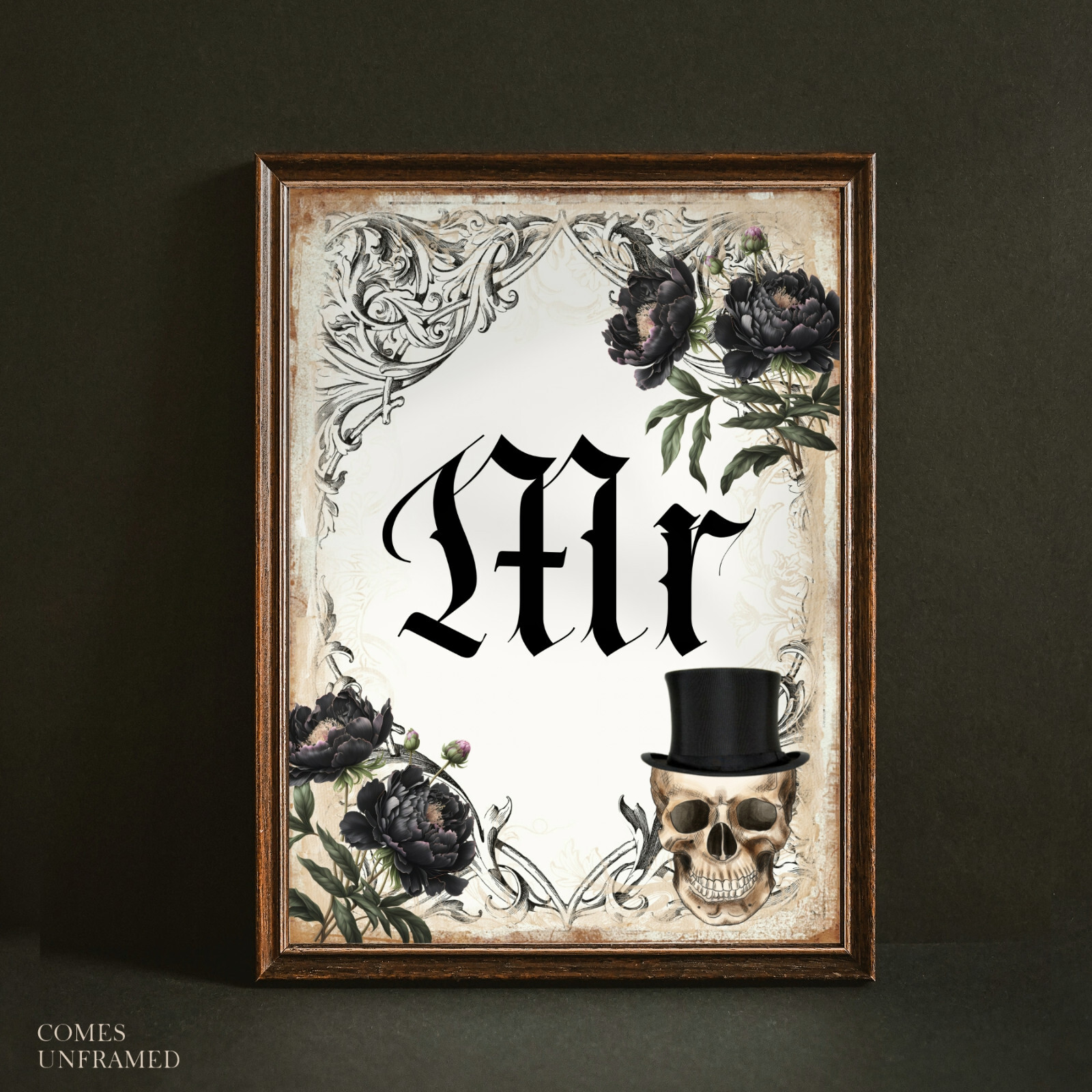 Gothic Mr & Mrs Skull Couple Prints, Skull Wall Art, Wedding Gift ...