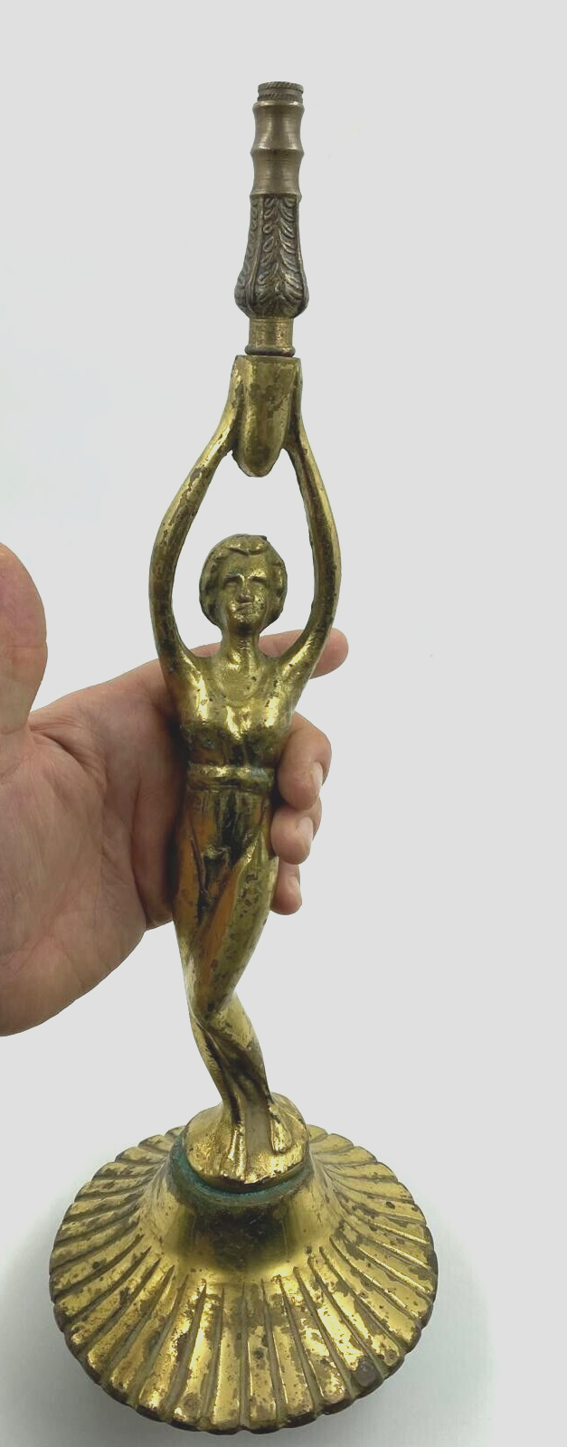 Vintage Art Women's Antique Solid Brass Statue Figure Candle Holder ...