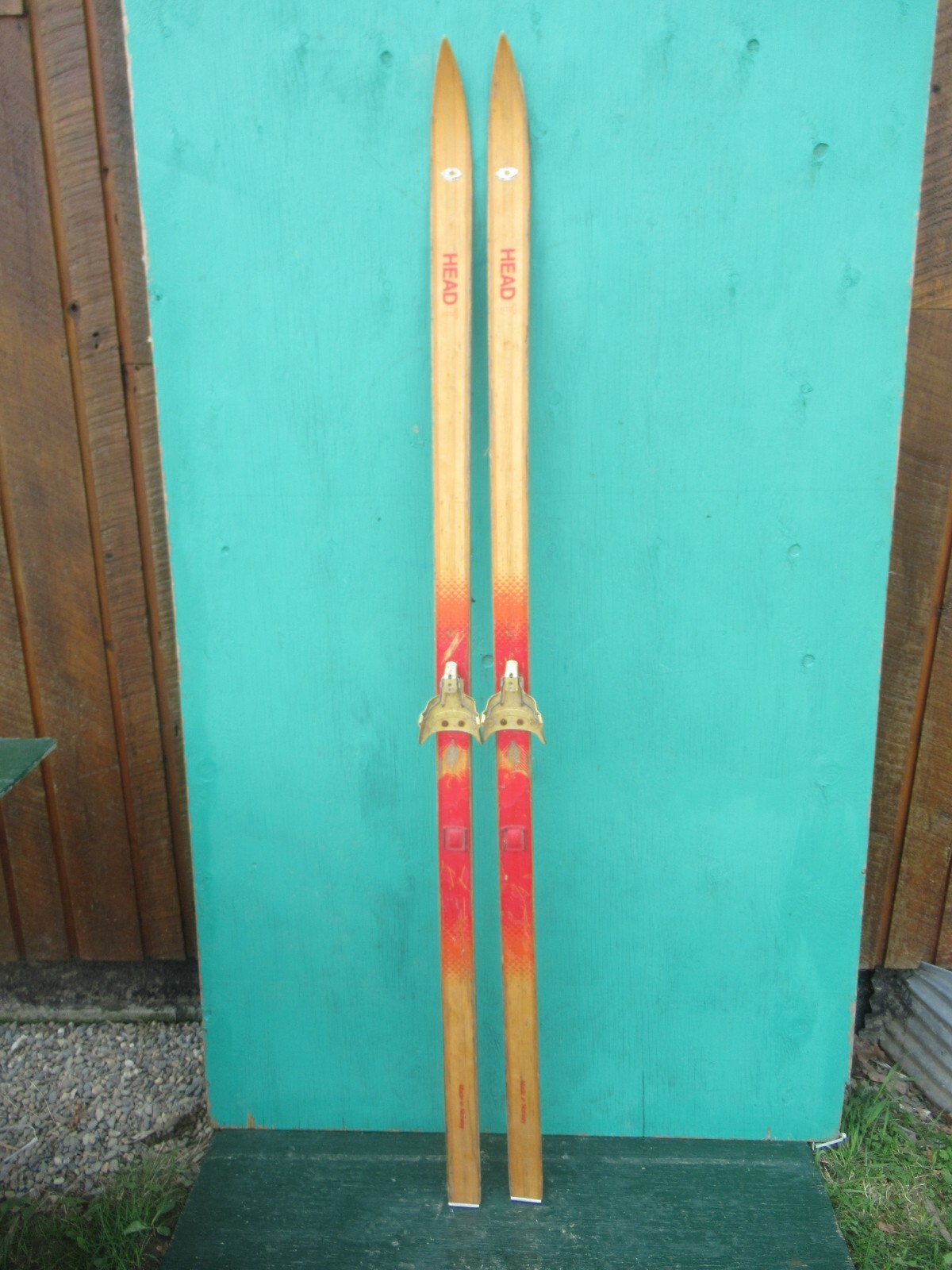 GREAT VINTAGE Wooden 72" Snow Skis RED and BLOND Finish GREAT ...