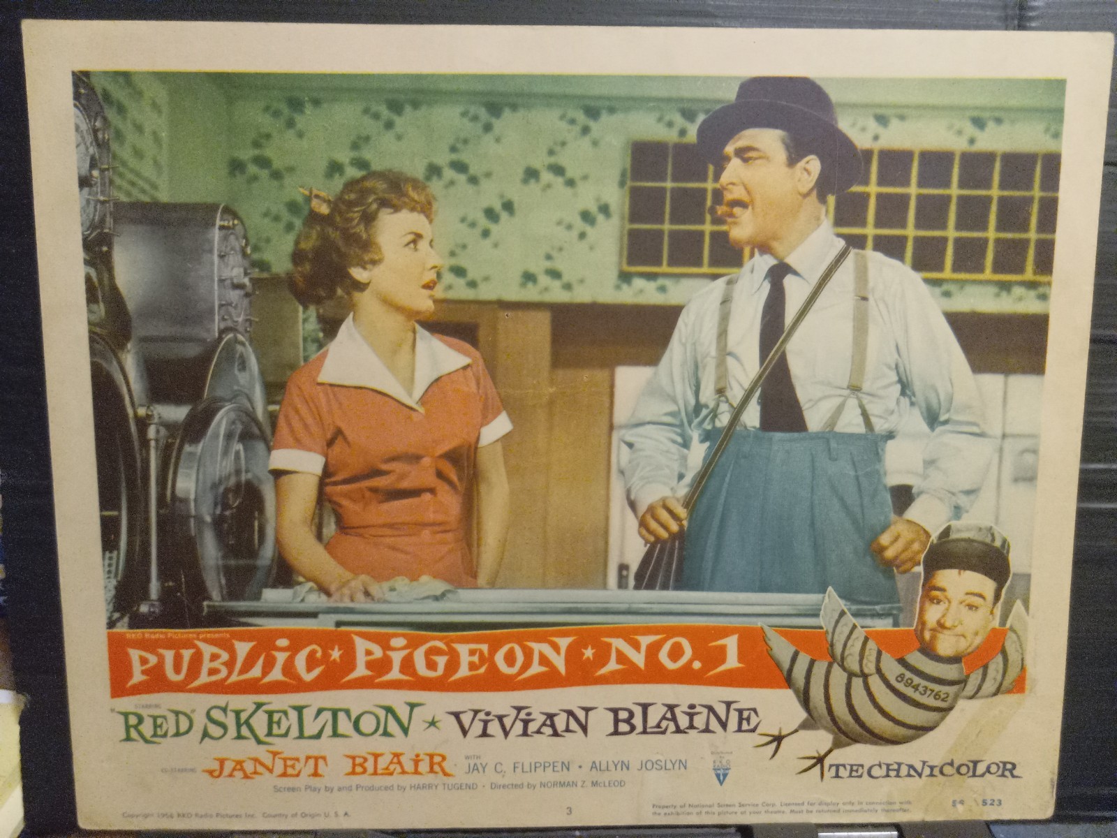 Lobby Card 1956 PUBLIC PIGEON NO. 1 Janet Blair Red Skelton as angry ...
