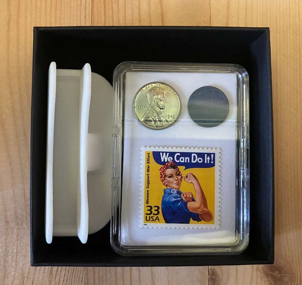 WWII US Coin & Stamp Set with 1943 Steel Penny, War Token and Rosie the ...