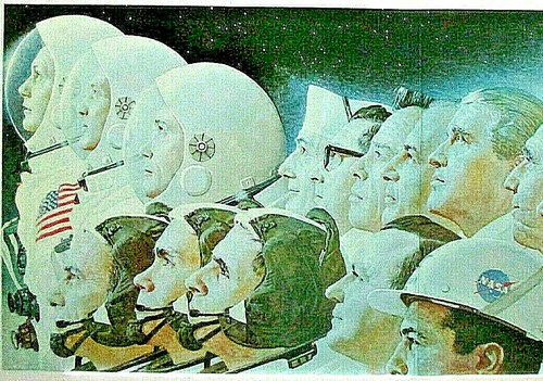 NORMAN ROCKWELL GATE-FOLD PRINT PAGE, NASA APOLLO 11-ARMSTRONG,COLLINS ...
