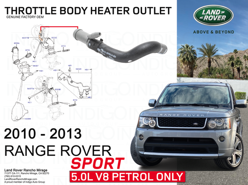LAND ROVER OEM HOSE THROTTLE BODY HEATER OUTLET 5.0L V8 PETROL S ...
