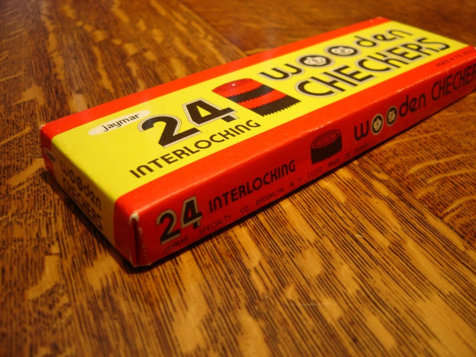 Vintage 24 Piece Set of Wooden Interlocking Checkers | eBay
