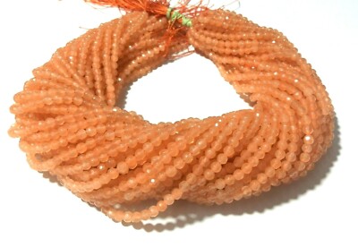 5 Strand Peach Chalcedony Round Faceted 4-4.5mm, Peach Chalcedony Beads ...