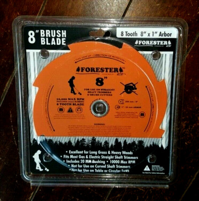 Forester 8" Brush Blade 8 Tooth 8" x 1" Arbor- Fits Most Gas & Electric ...