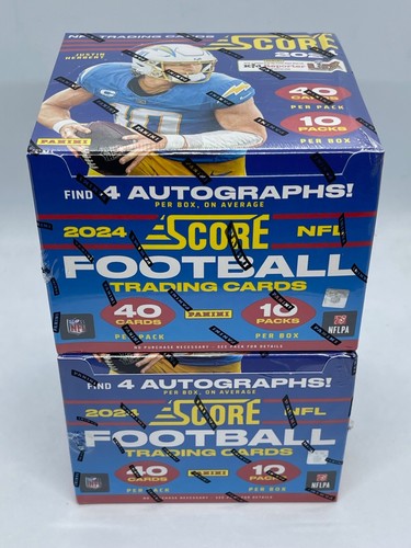 (2) FACTORY SEALED 2024 Score NFL Football Hobby Box LOT 4 Autos PER ...