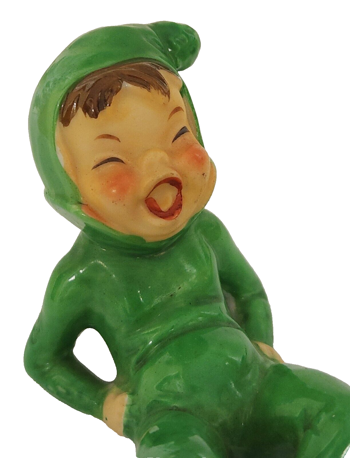 Vintage 1950's Green Ceramic Impish Pixie Elf & Frog Figurines Japan 2 ...