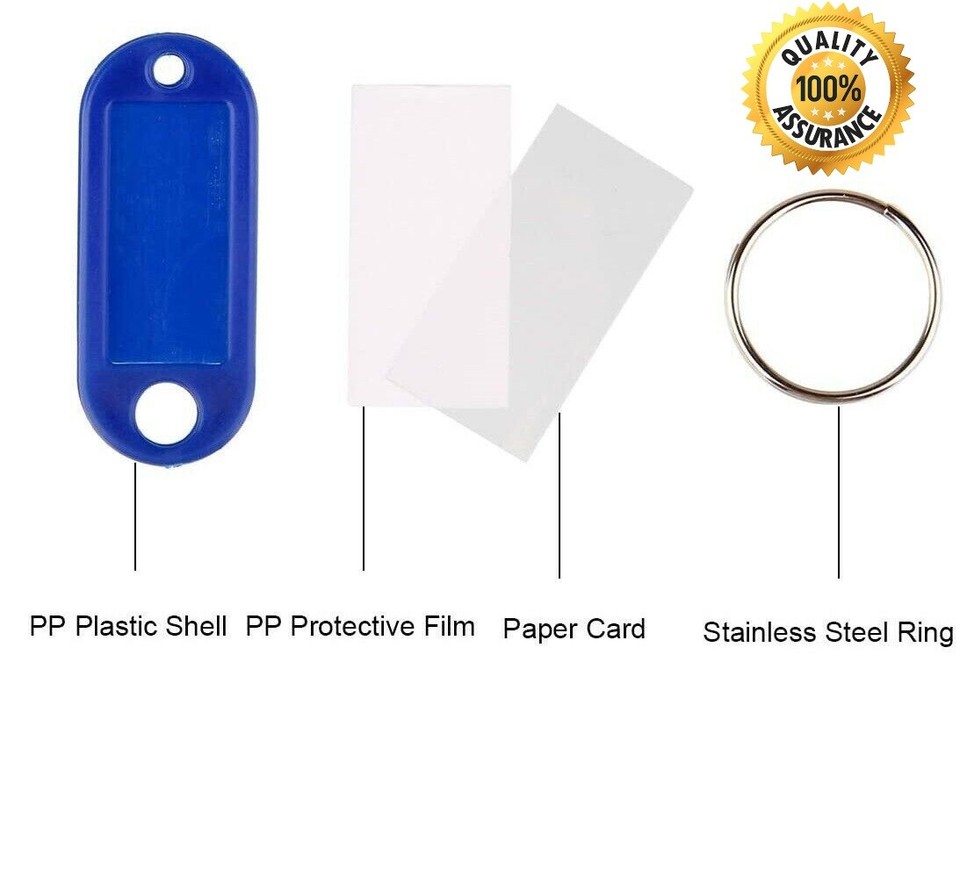 Key Tags Plastic Key Rings ID Tags Name Label Key Fob Tag Various ...