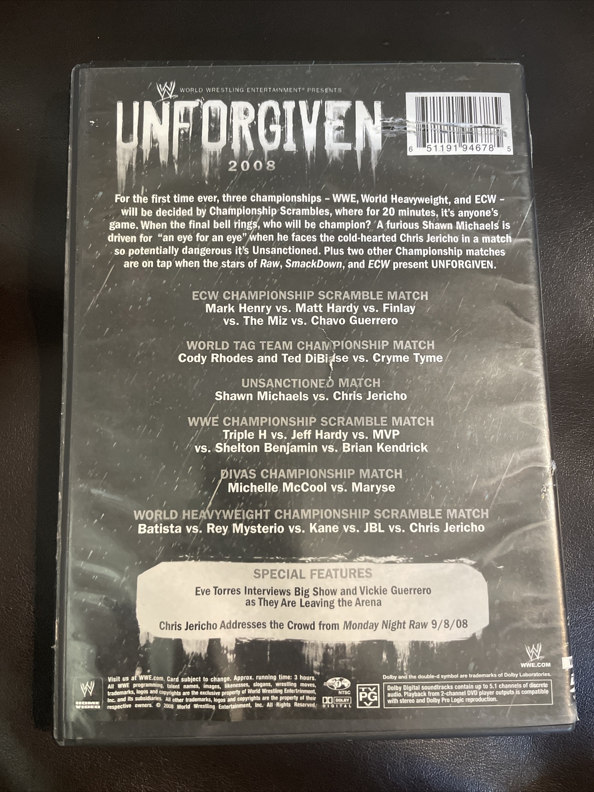 WWE Unforgiven 2008 DVD Wrestling DVD 651191946785| eBay