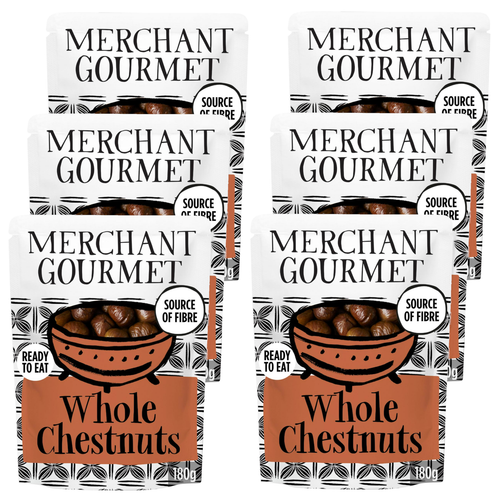 6 x Merchant Gourmet ~ Cooked Whole Chestnuts ~ 180g Pouch ~ Vegan ...